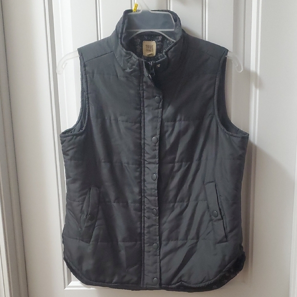 True Craft | Jackets & Coats | True Craft Dark Gray Vest With Floral ...